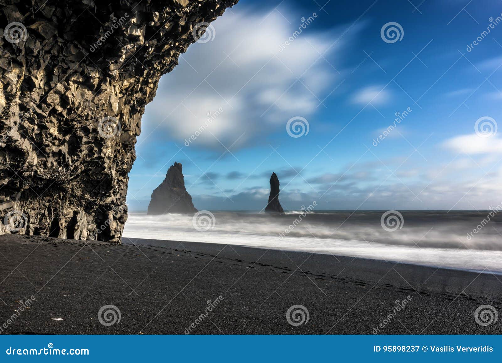 Basalt Cave at at Reynisfjara Beach Stock Image - Image of rock ...