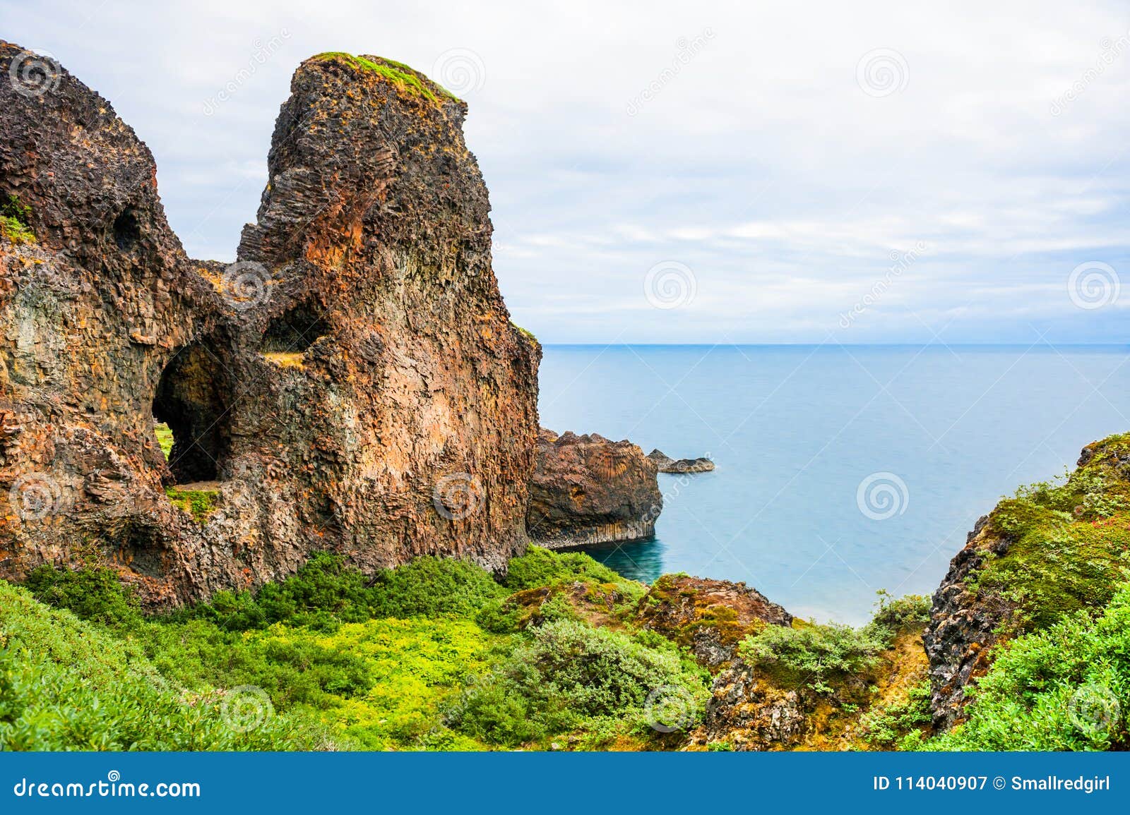 Basalt Cliffs on the Shore of Atlantic Ocean Stock Image - Image of ...