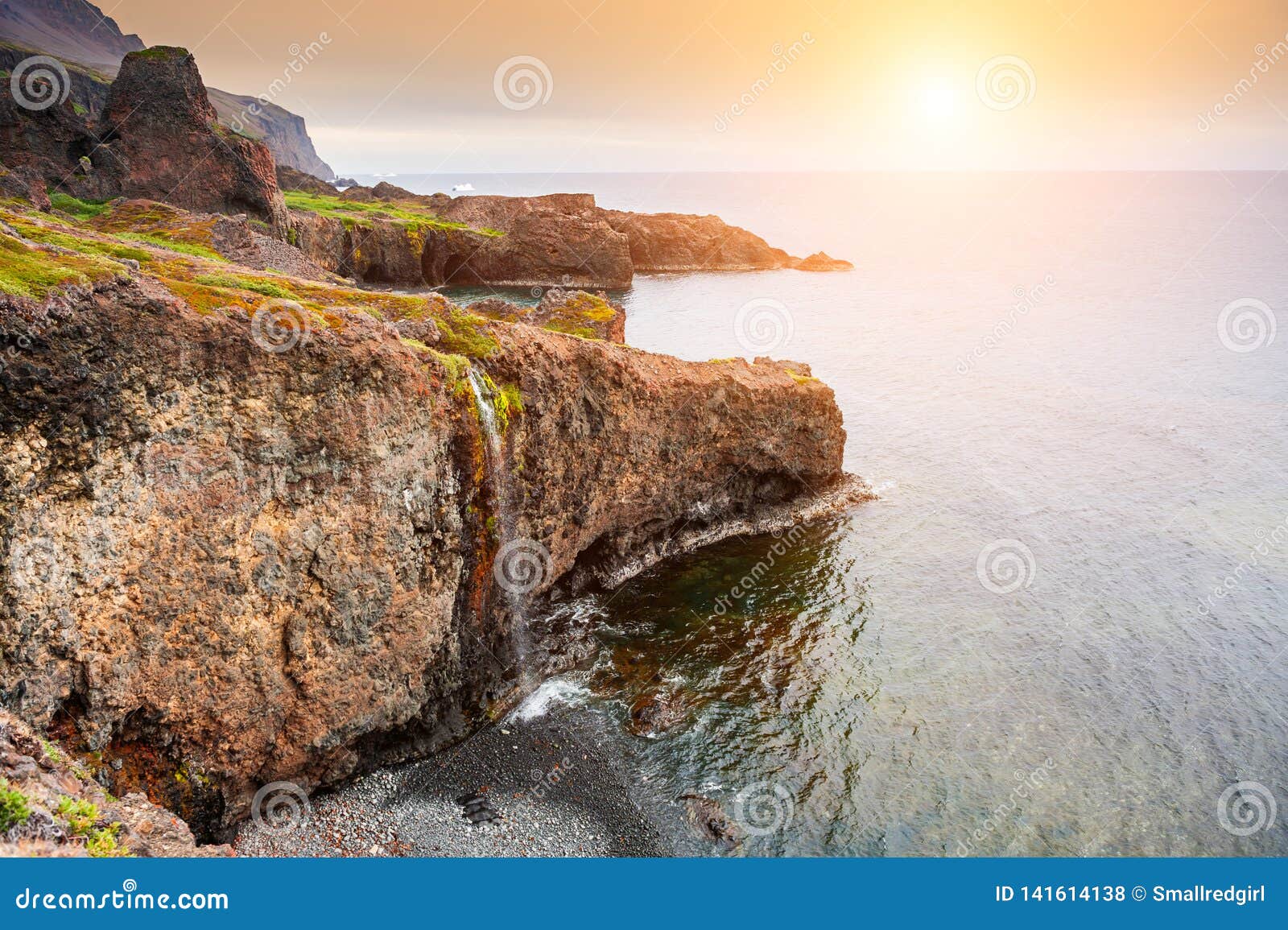 Basalt Cliffs on the Shore of Atlantic Ocean, Greenland Stock Photo ...