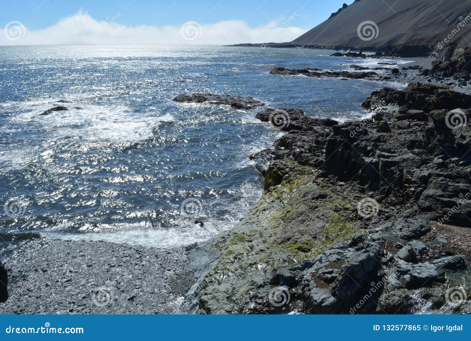 Basalt Coast of the Atlantic Ocean in the Eastern Fjords in Iceland ...