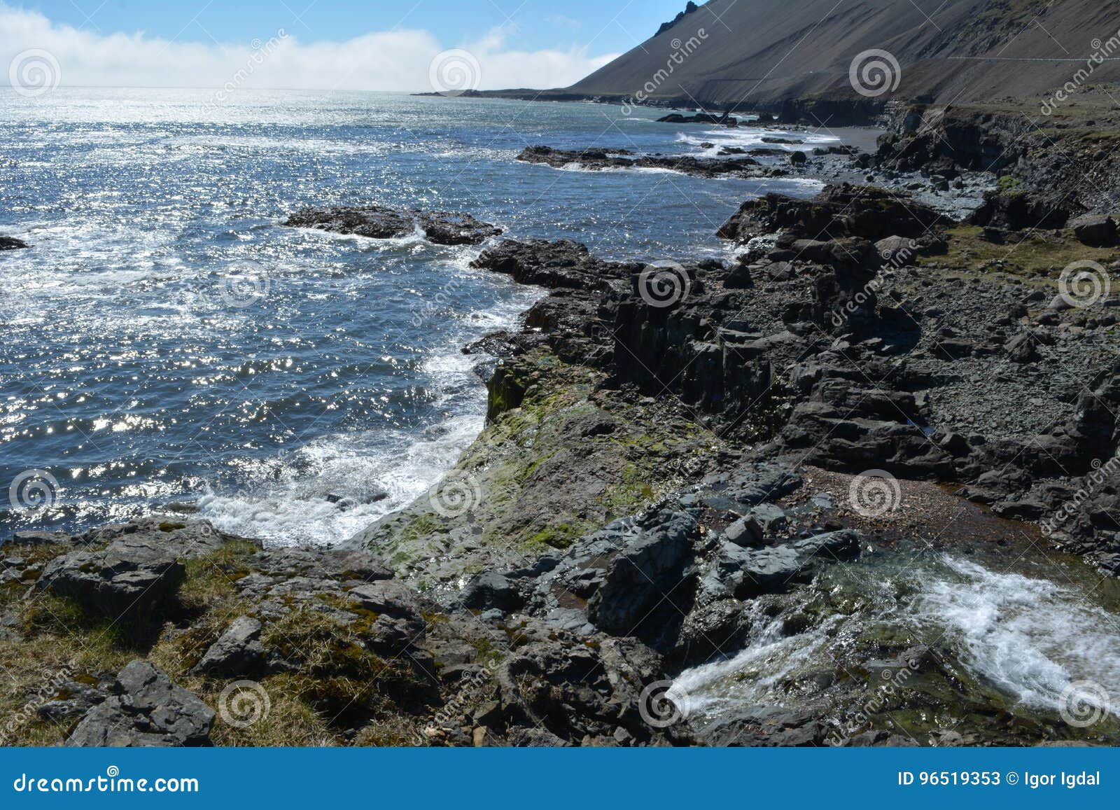 Basalt Coast of the Atlantic Ocean in the Eastern Fjords in Iceland ...