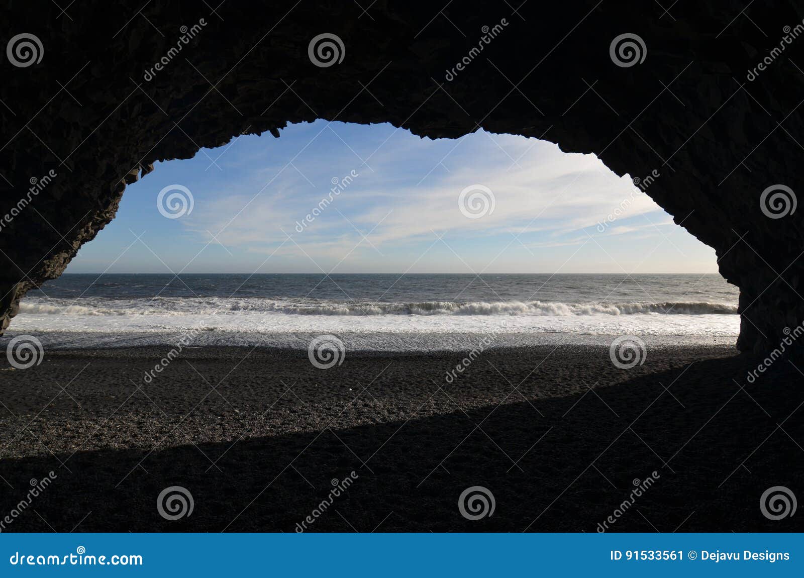 Basalt Column Cavern on Reynisfjara Beach in Vik Iceland Stock Image ...
