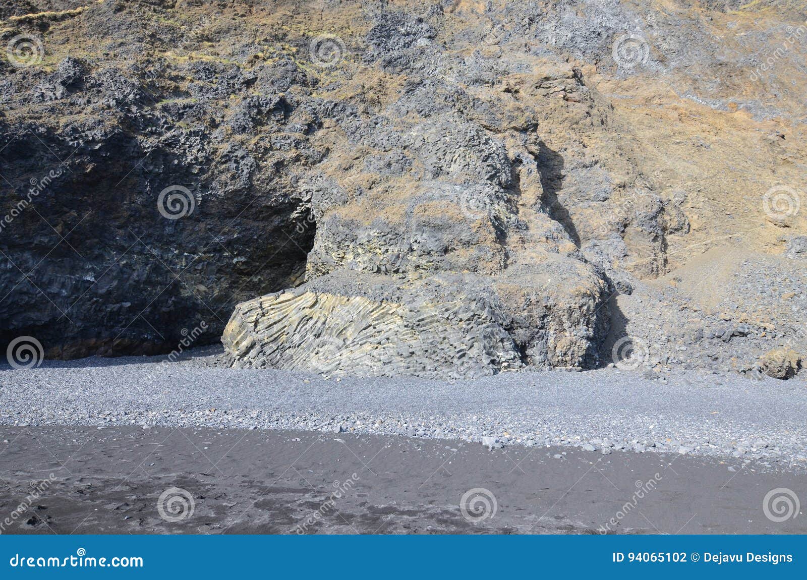 Basalt Column Cavern on Vik`s Black Sand Beach Stock Photo - Image of ...