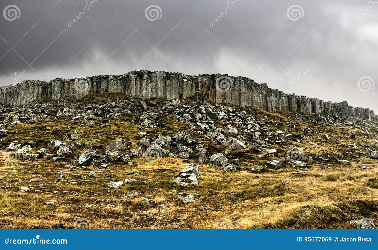 Basalt Column Wall in Gerduberg Iceland Stock Image - Image of hiking ...