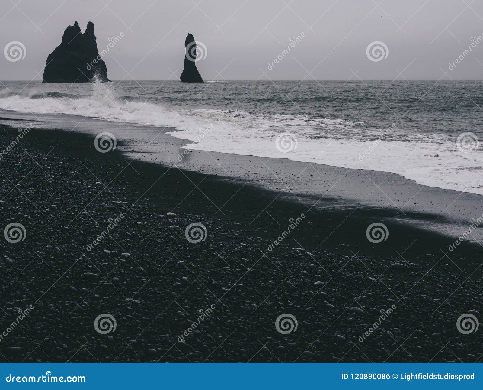 Basalt Columns on Black Sand Beach, Stock Photo - Image of discover ...