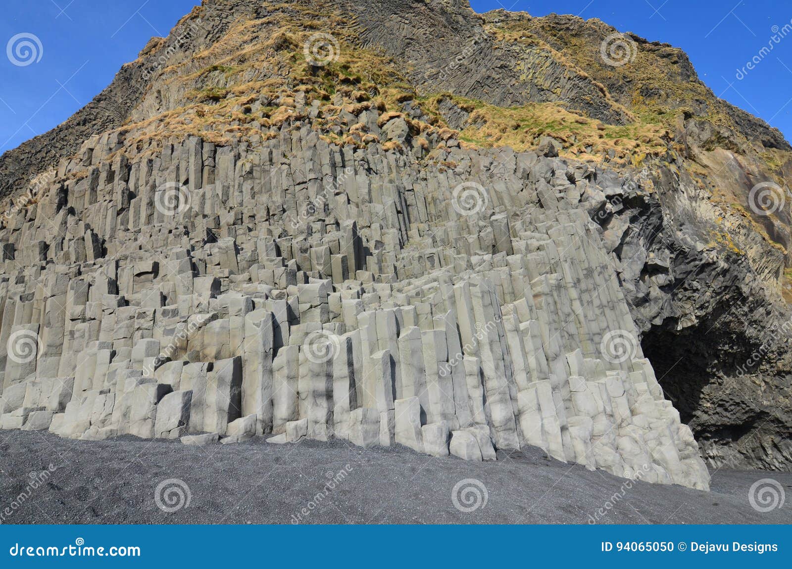 Basalt Columns Found in Vik Iceland`s Beach Stock Photo - Image of blue ...