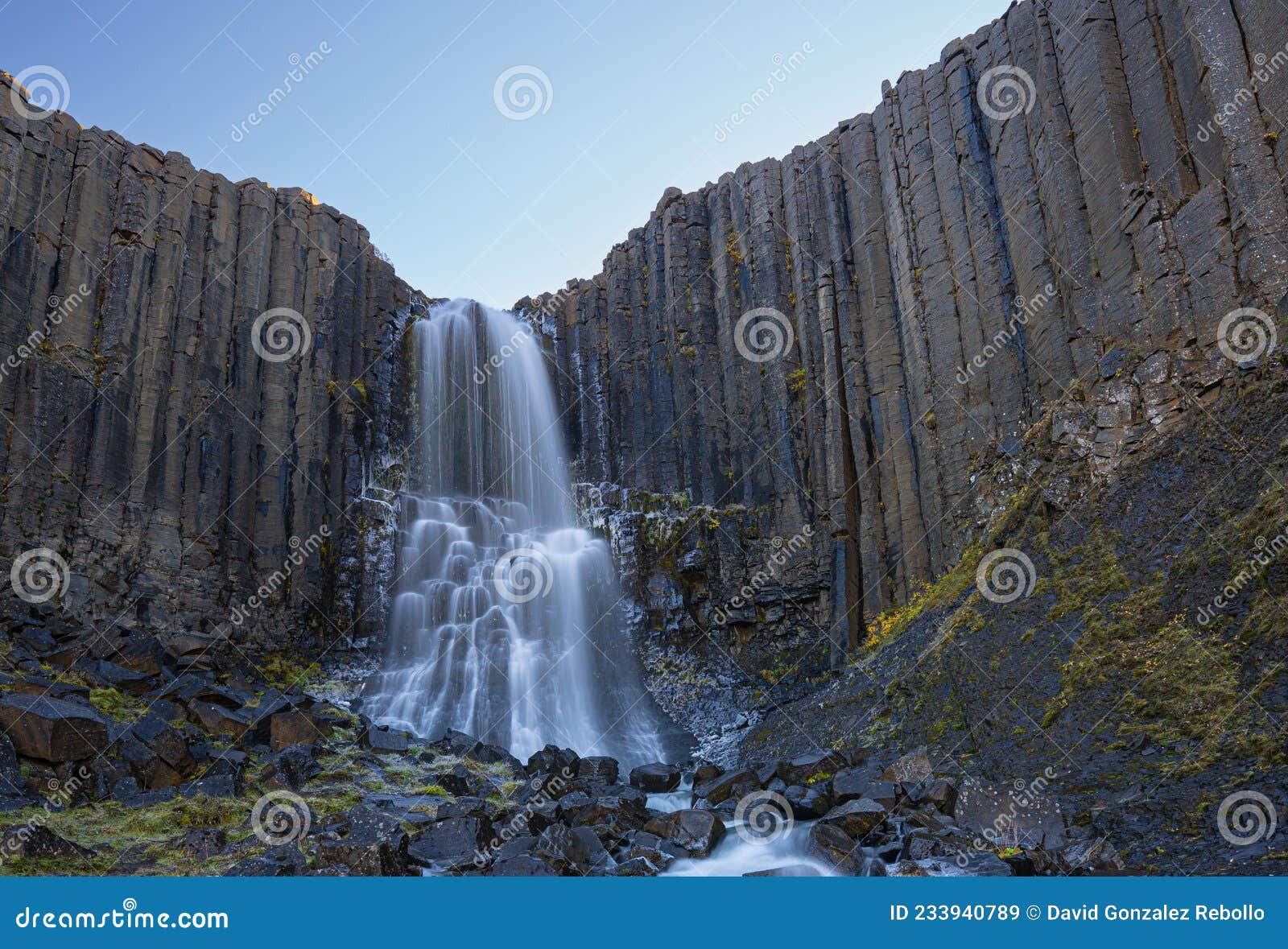 Basalt Columns Waterfall in Studlagil Canyon, Iceland Stock Image ... Basalt Columns Waterfall in Studlagil Canyon, Iceland Stock Image ...