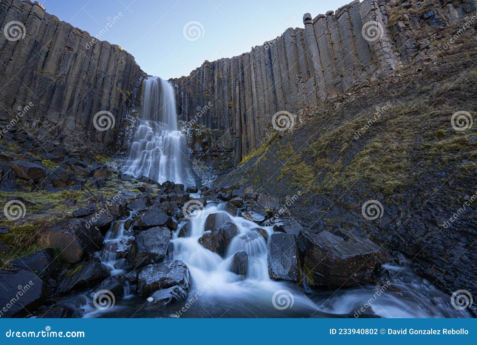 Basalt Columns Waterfall in Studlagil Canyon, Iceland Stock Photo ... Basalt Columns Waterfall in Studlagil Canyon, Iceland Stock Photo ...