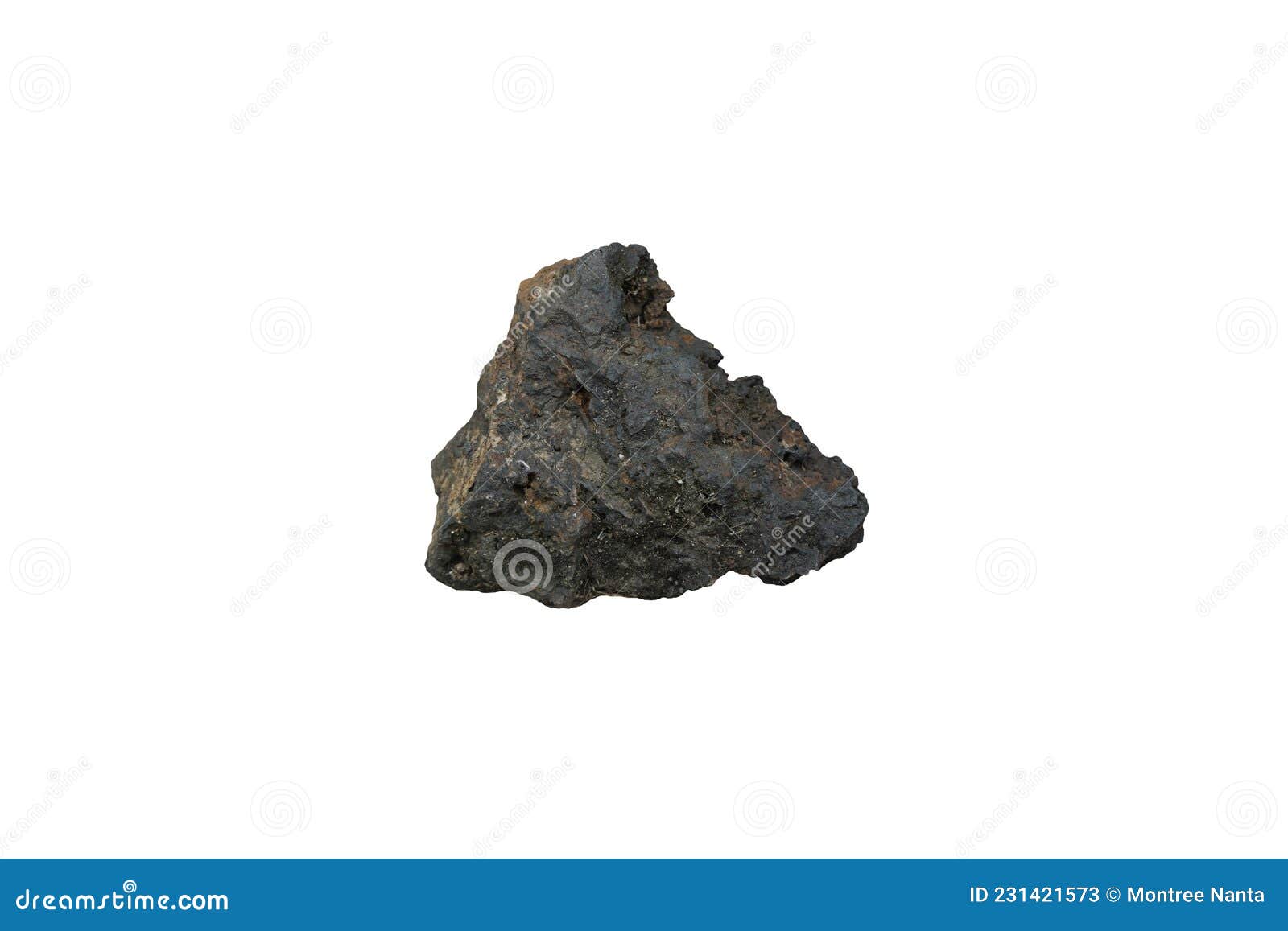 Basalt Igneous Rock Isolated on White Background. Basalt is a Dark ...