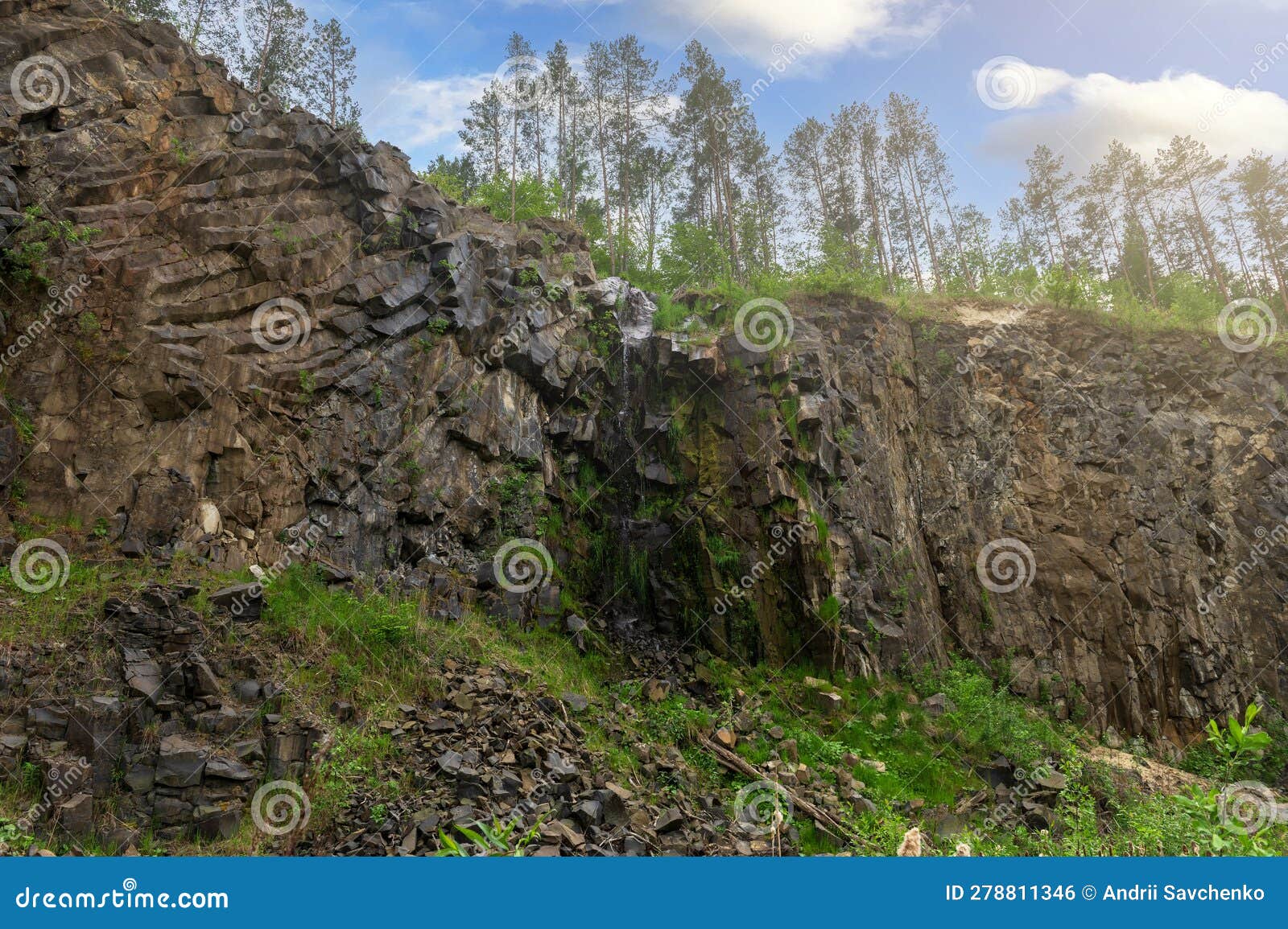 Basalt Pillars in a Quarry. Natural Basalt Rock Columns Closeup Texture ...