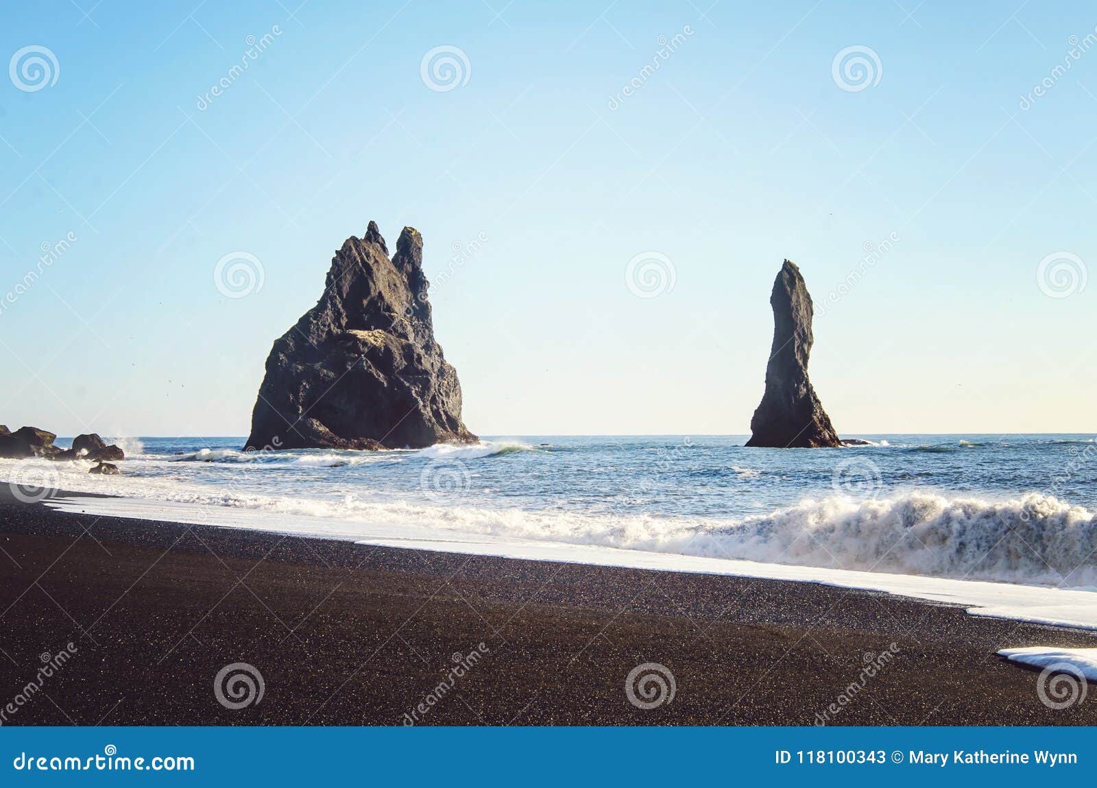 Basalt Rock Formations in Atlantic Ocean on South Coast of Iceland ...