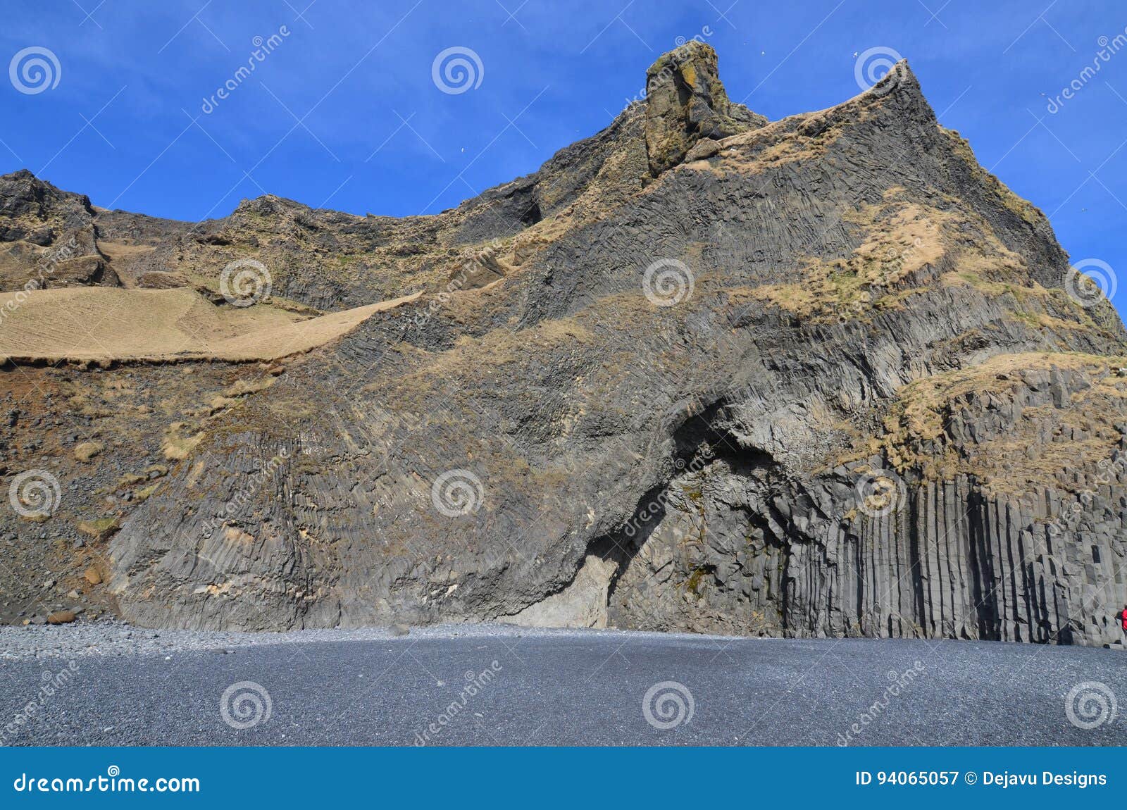 Basalt Rock Formations on Black Sand Beach in Iceland Stock Image ...