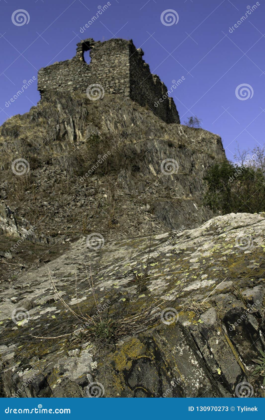 A Basalt Rock on the Top of a Hill Stock Image - Image of nature, ruin ...
