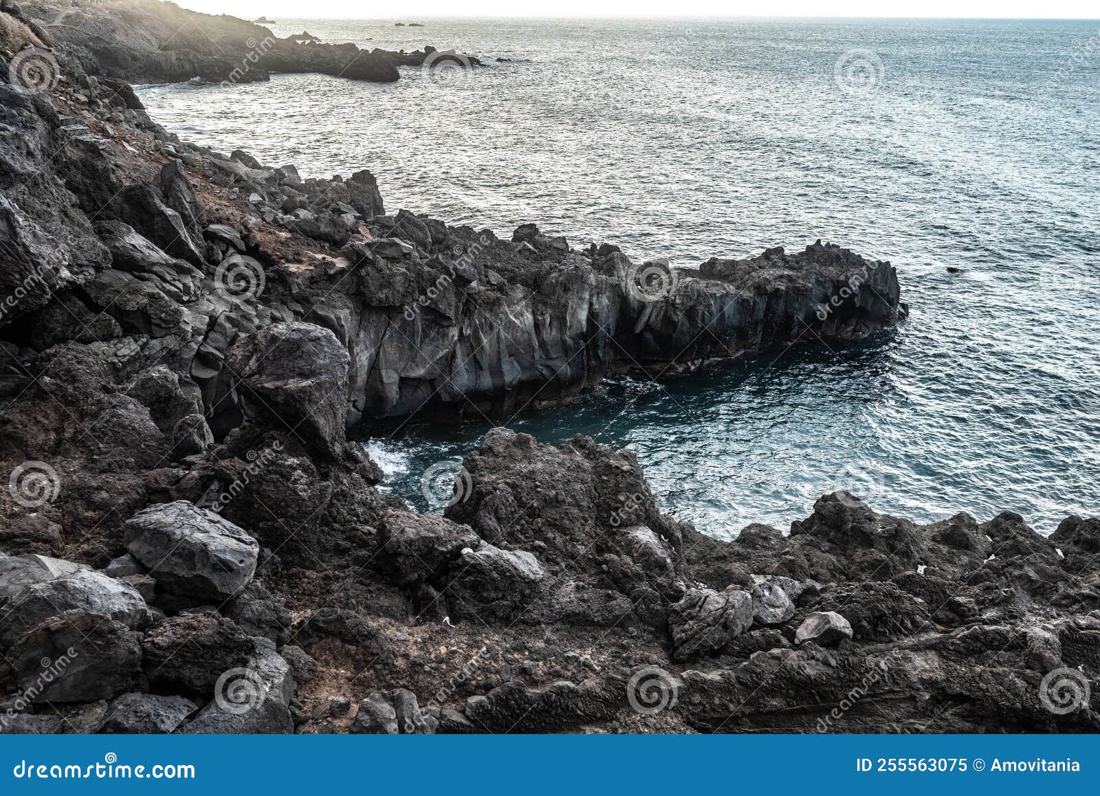 Basalt Rocks in the Ocean. Volcanic Texture of Vertical Columns at the ...