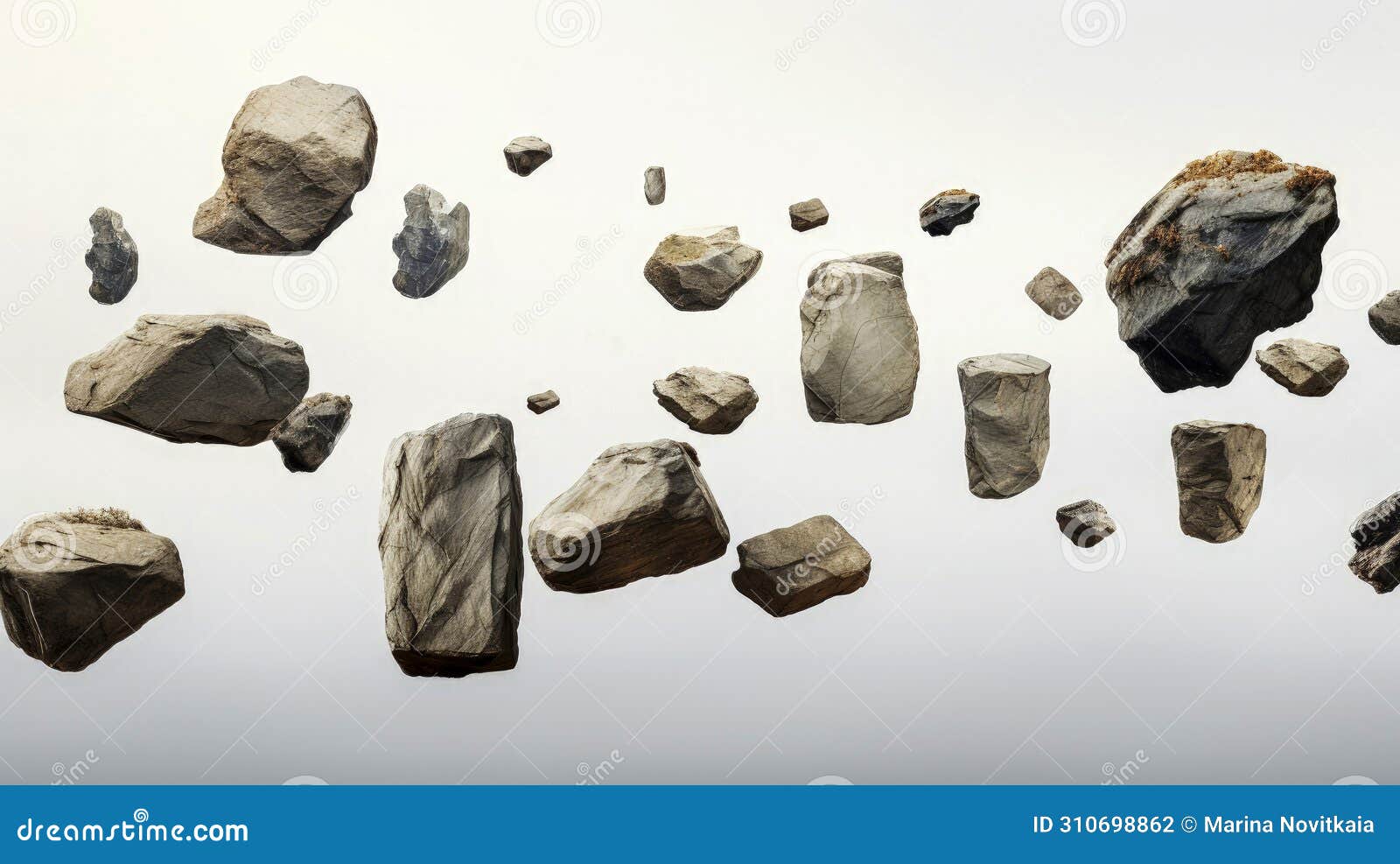 Basalt Stones on Gray Gradient Background. Creative Concept of Floating ...