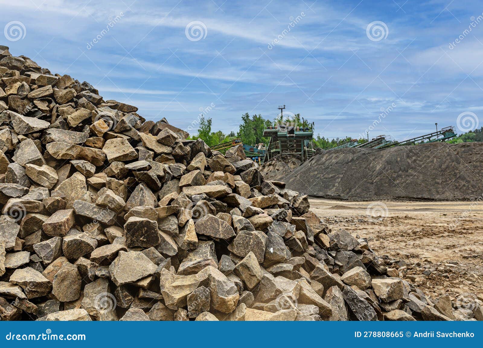 Basalt Stones in a Quarry. Columnar Basalt Quarry in Summer Stock Image ...