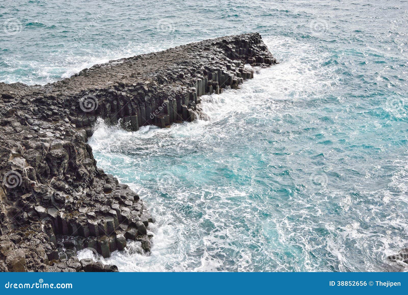 Basaltic Columnar Joint Coast in JungMun Stock Photo - Image of giant ...