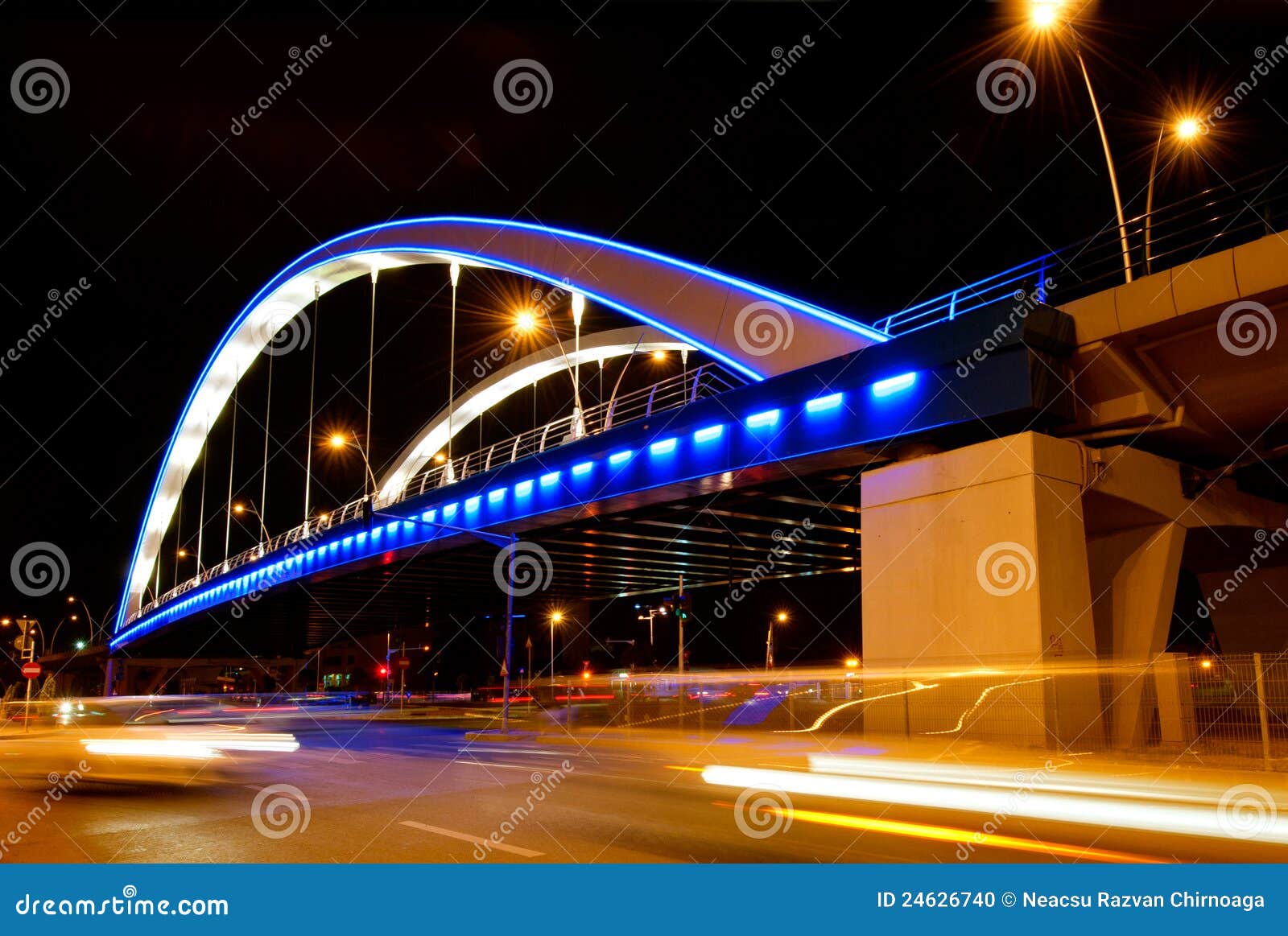 Basarab Bridge in the Night Stock Photo - Image of dusk, footbridge ...