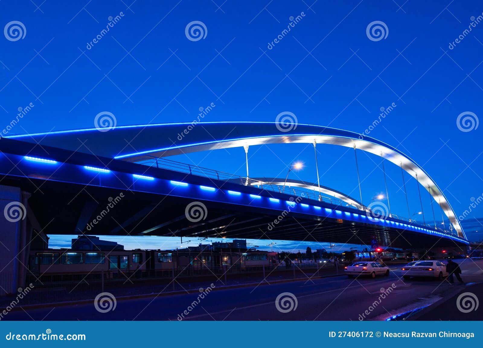 Basarab Bridge in the Night Stock Photo - Image of segment, building ...