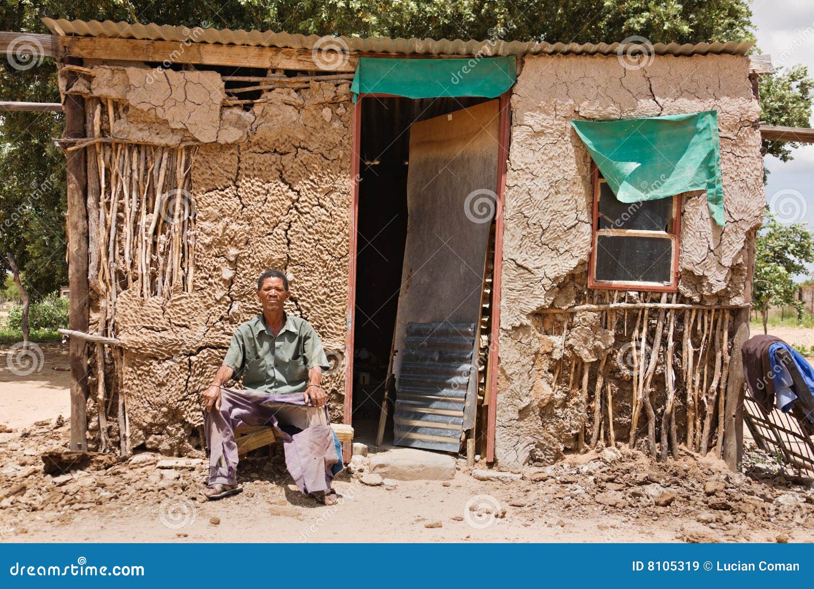 Basarwa man stock image. Image of shack, africa, expression - 8105319