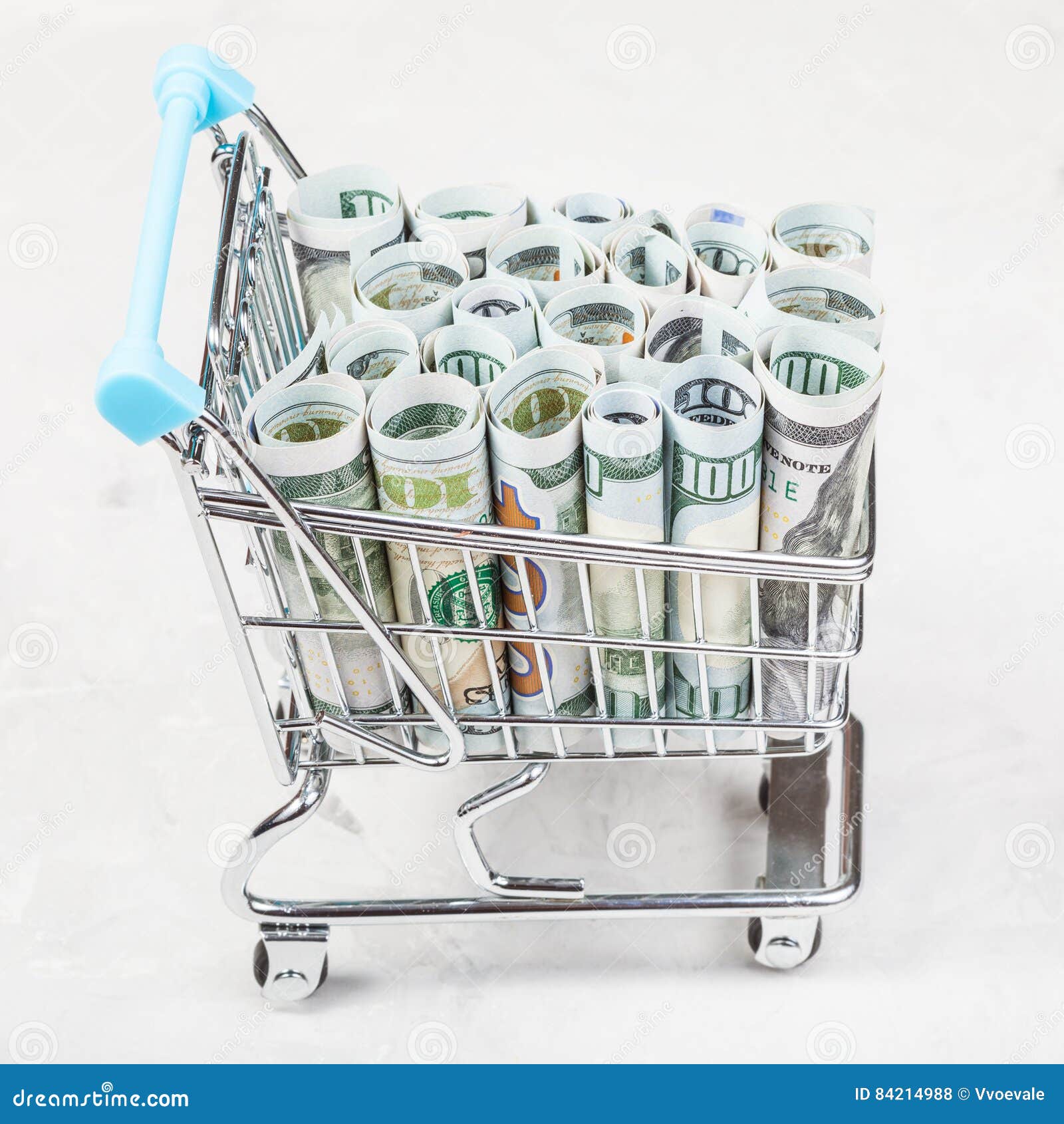 Bascart with Dollar Banknotes on Concrete Board Stock Photo - Image of ...