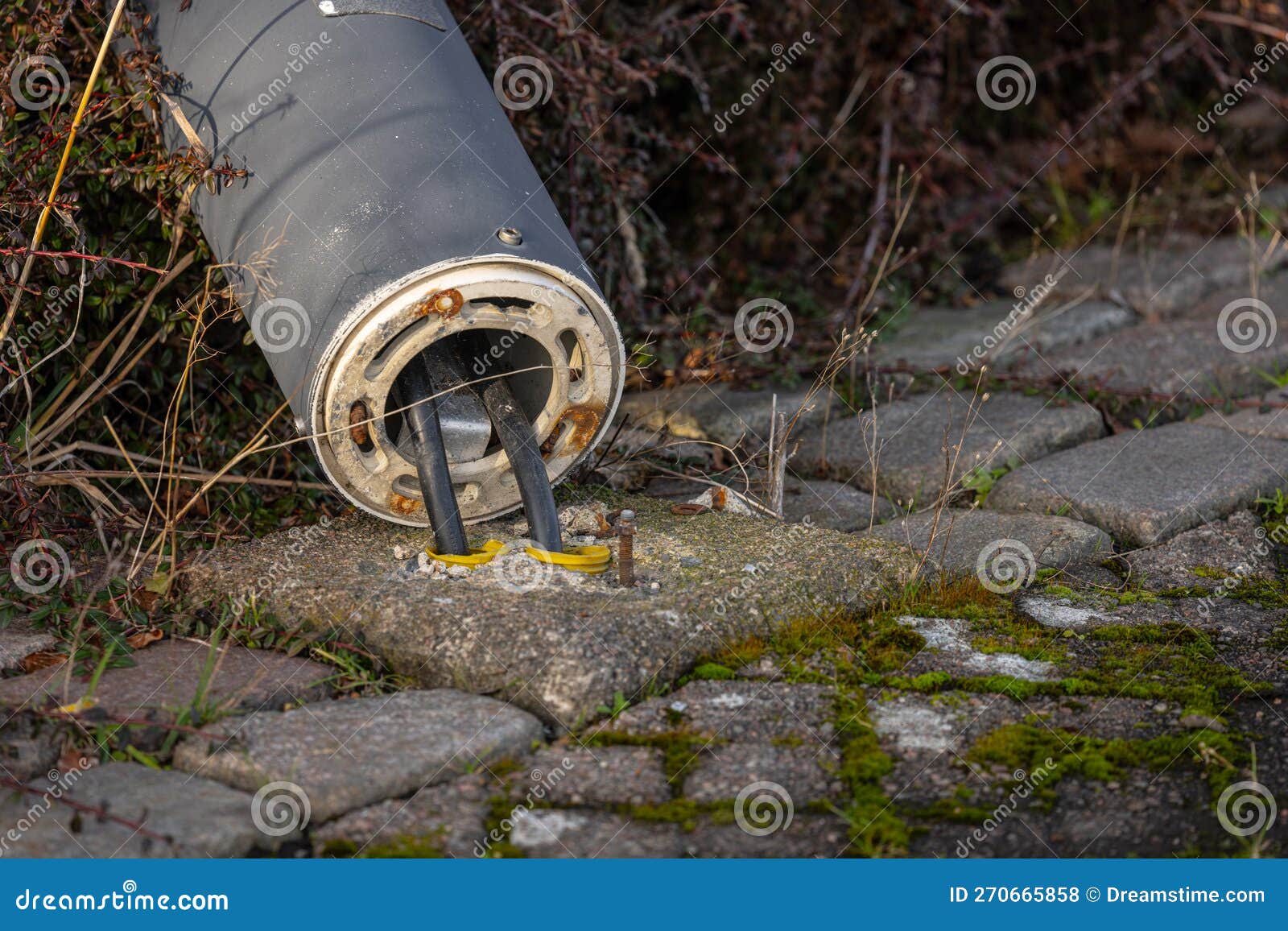 Base of a Broken Outdoor Lamp Post.. Stock Photo - Image of outdoor ...