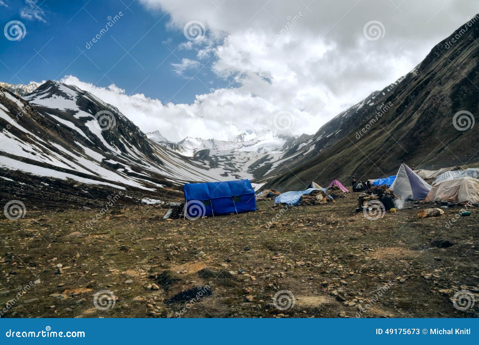 Base camp in Himalayas stock image. Image of scenic, camping - 49175673