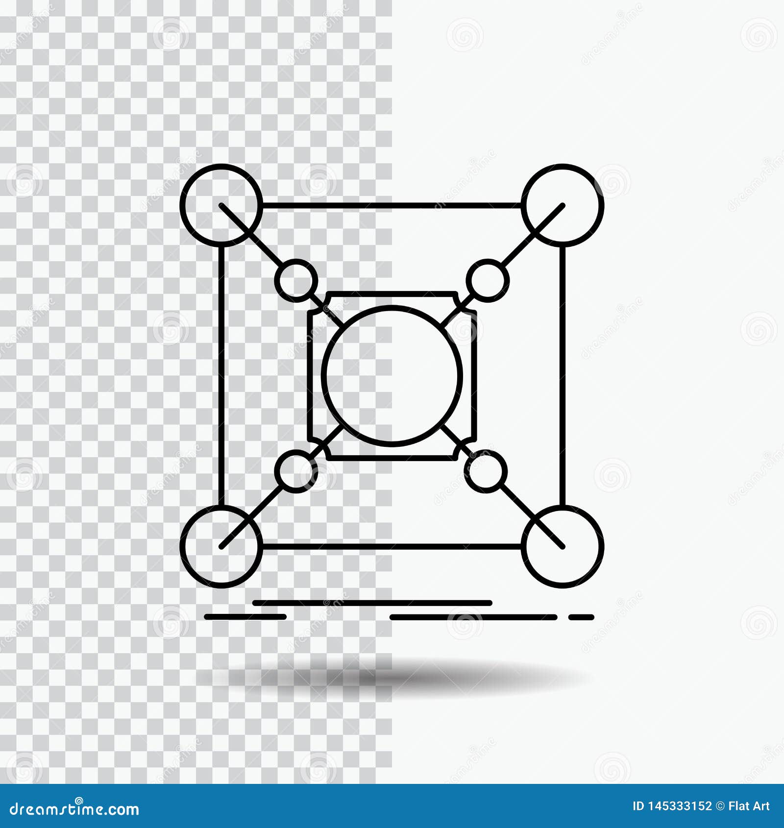 Base, Center, Connection, Data, Hub Line Icon on Transparent Background ...