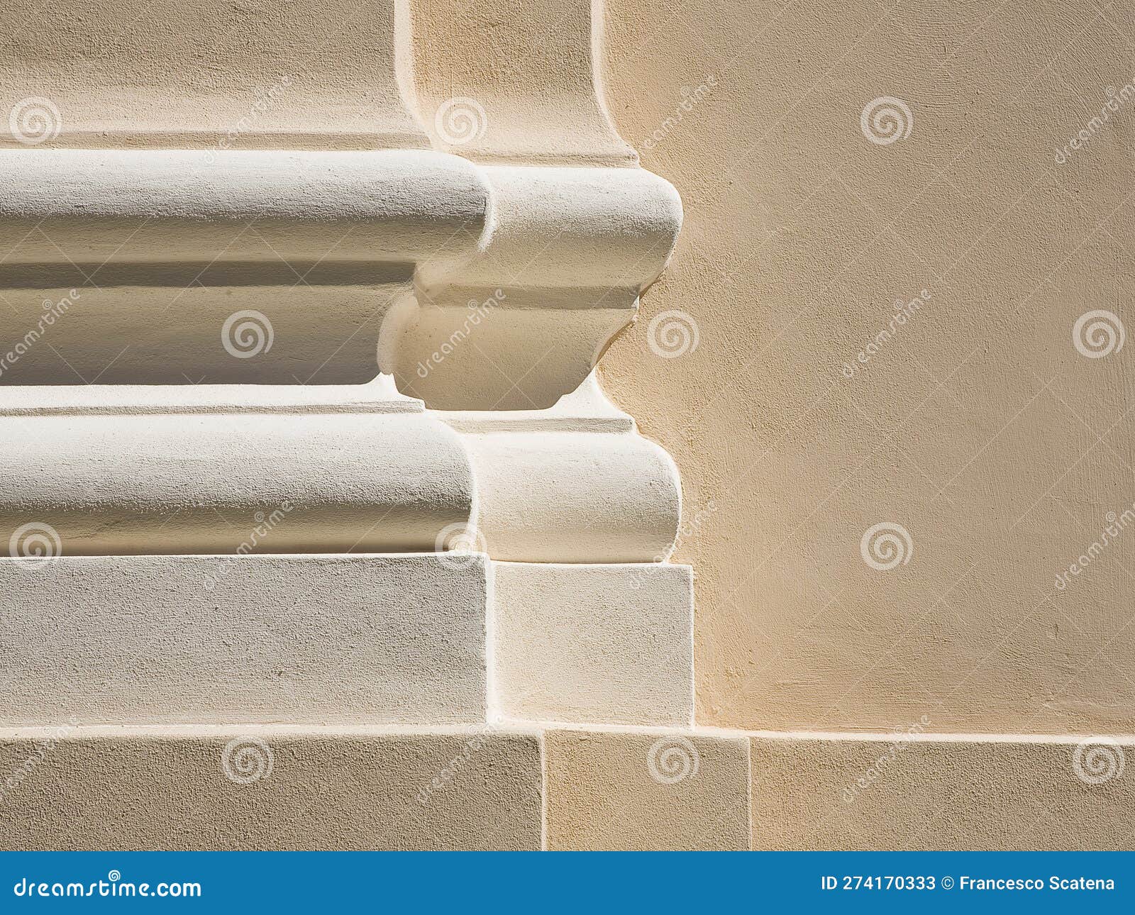 Base of Column with Colored Plaster Wall and Frame of a Classic Italian ...