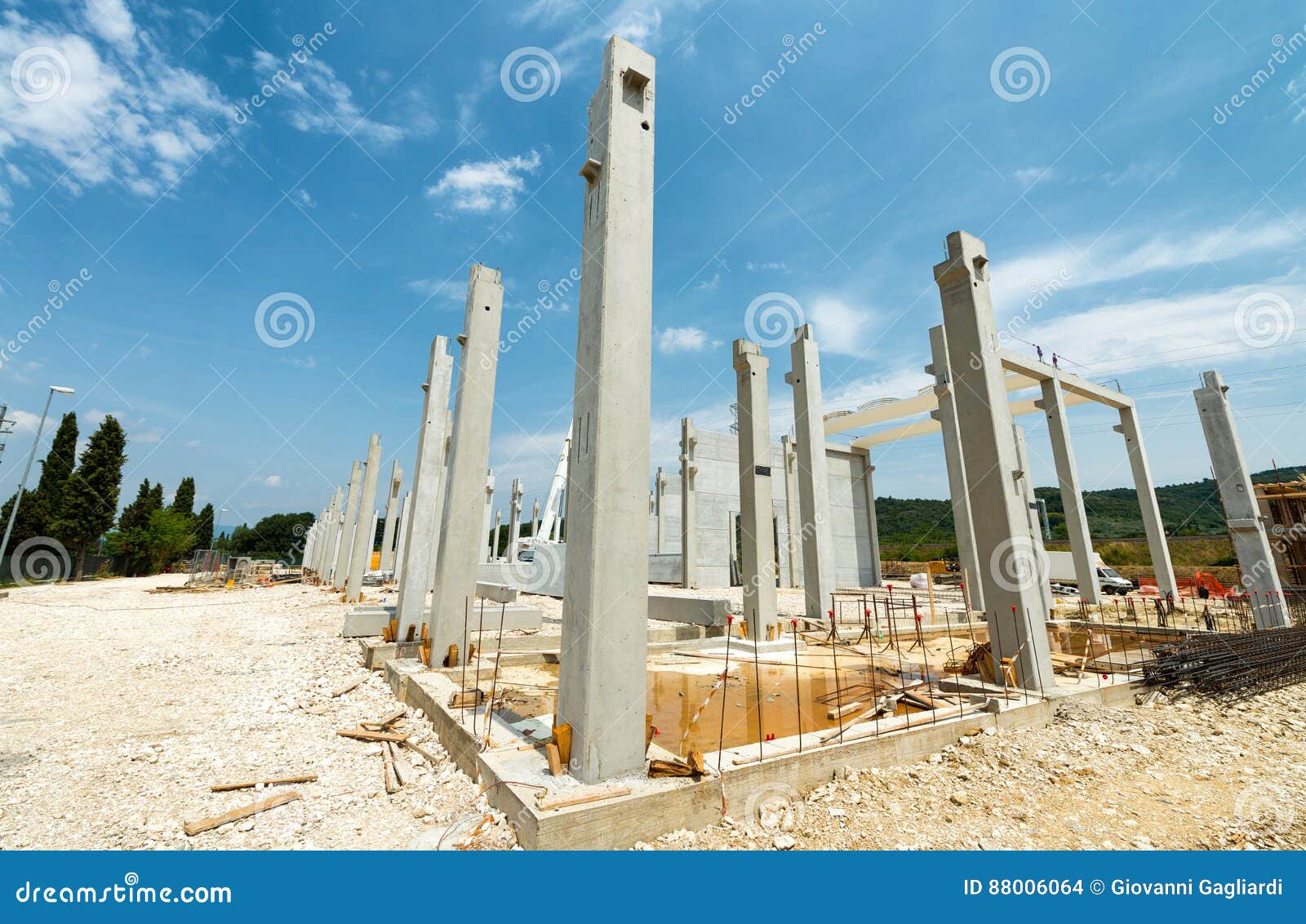 Base of Construction Building in Working Site Stock Photo - Image of ...