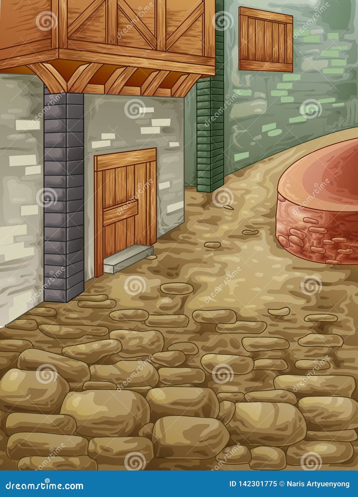 Vector stone walkway. stock vector. Illustration of pathway - 142301775