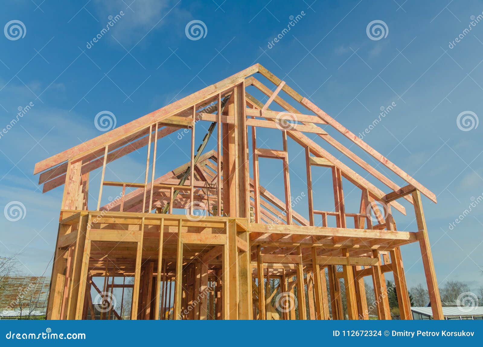 Construction of Wooden Frame House Stock Photo - Image of construction ...