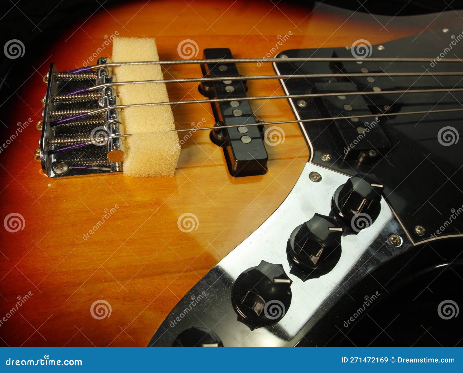 Base Guitar Close Up.. Strings and Tuning Knobs Stock Image - Image of ...