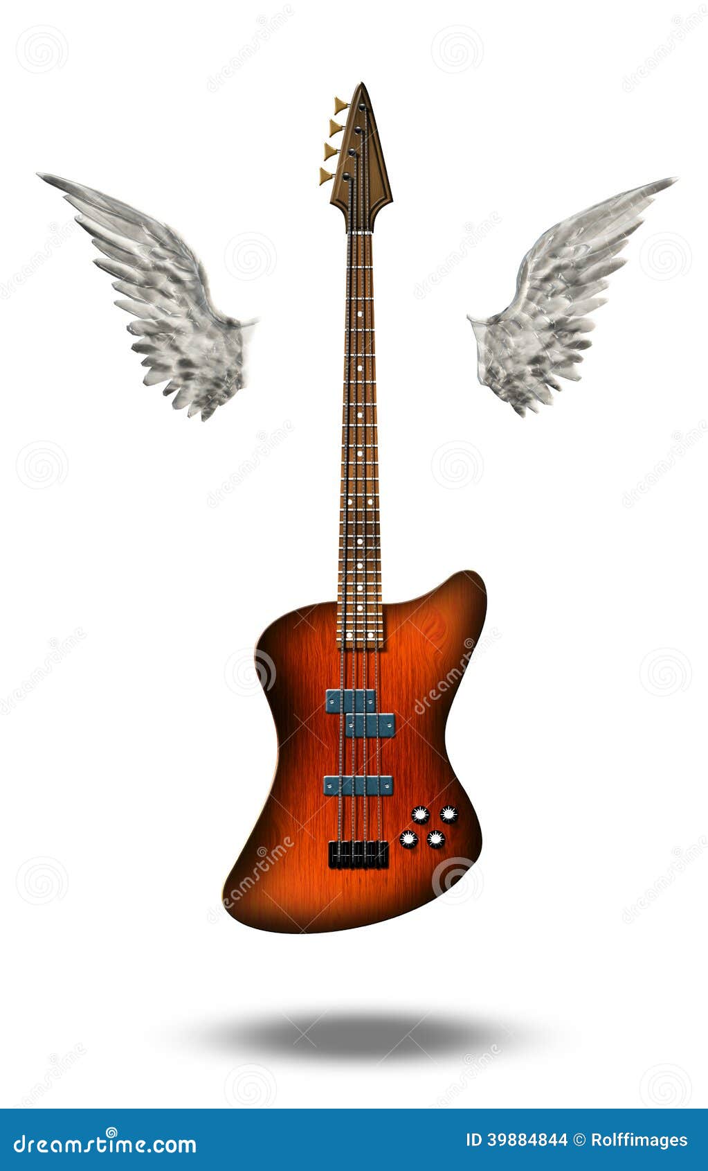 Base Guitar with wings stock illustration. Illustration of musical ...