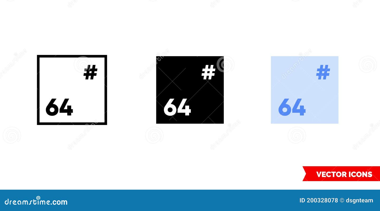 Base 64 Icon of 3 Types Color, Black and White, Outline. Isolated ...