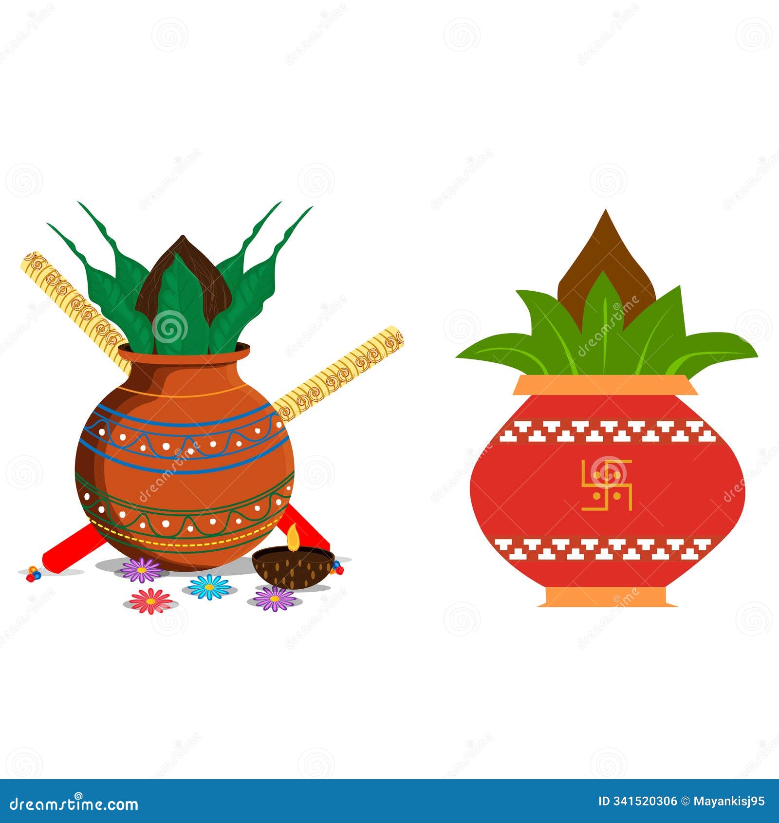 Kalash With Coconut Icon Black And White Vector Outline Sign ...