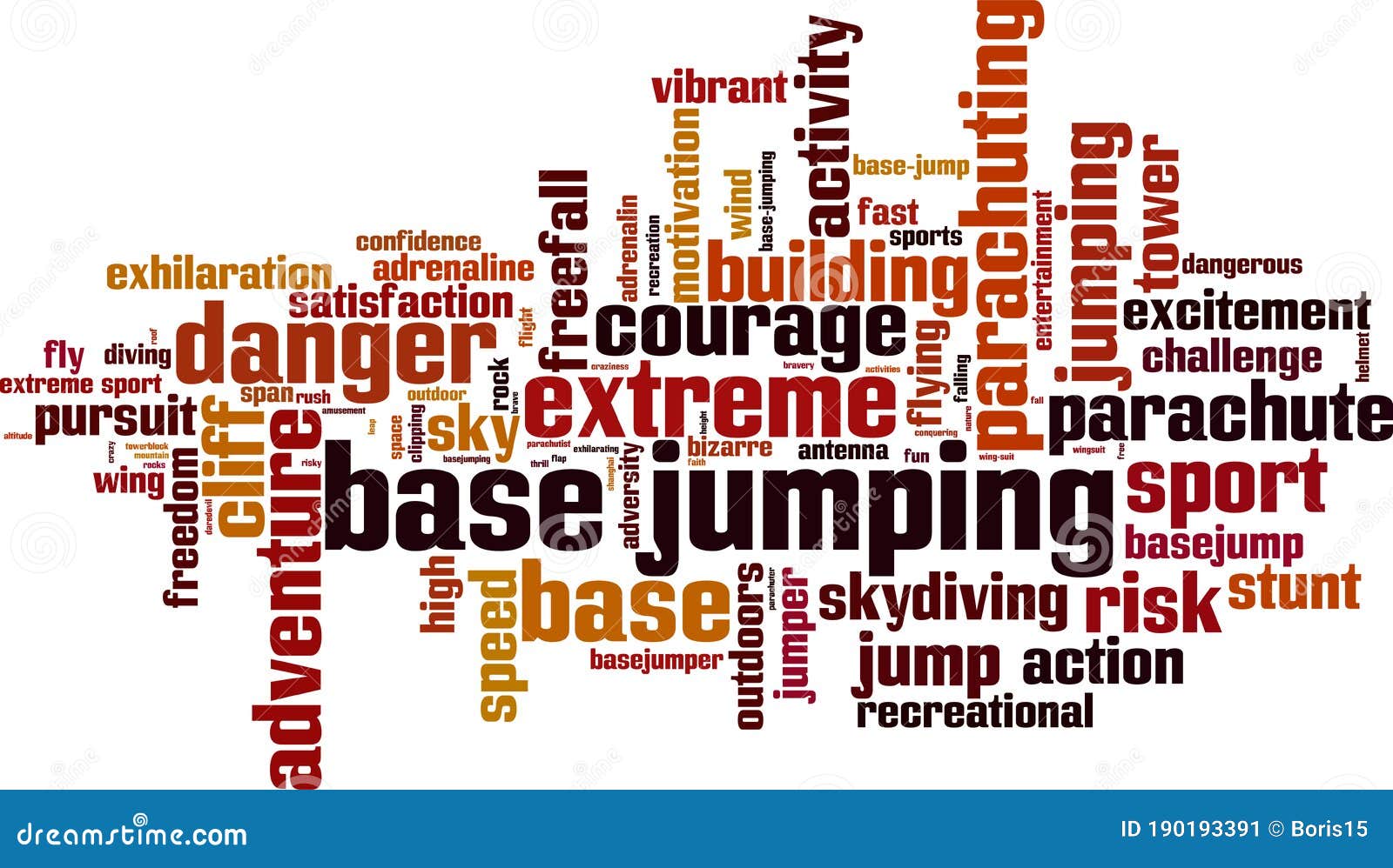 BASE jumping word cloud stock vector. Illustration of freefall - 190193391