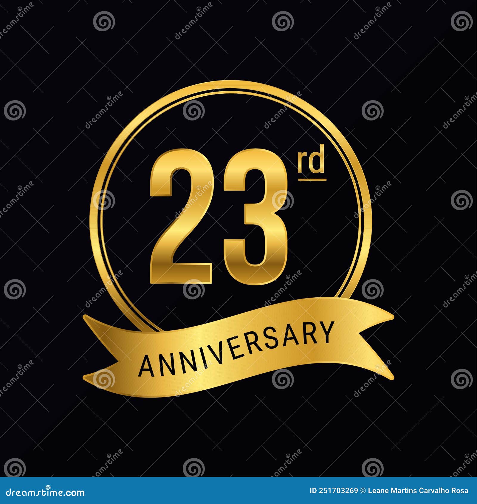 23rd Anniversary Logo Golden Color for Celebration Event Round Stamp ...