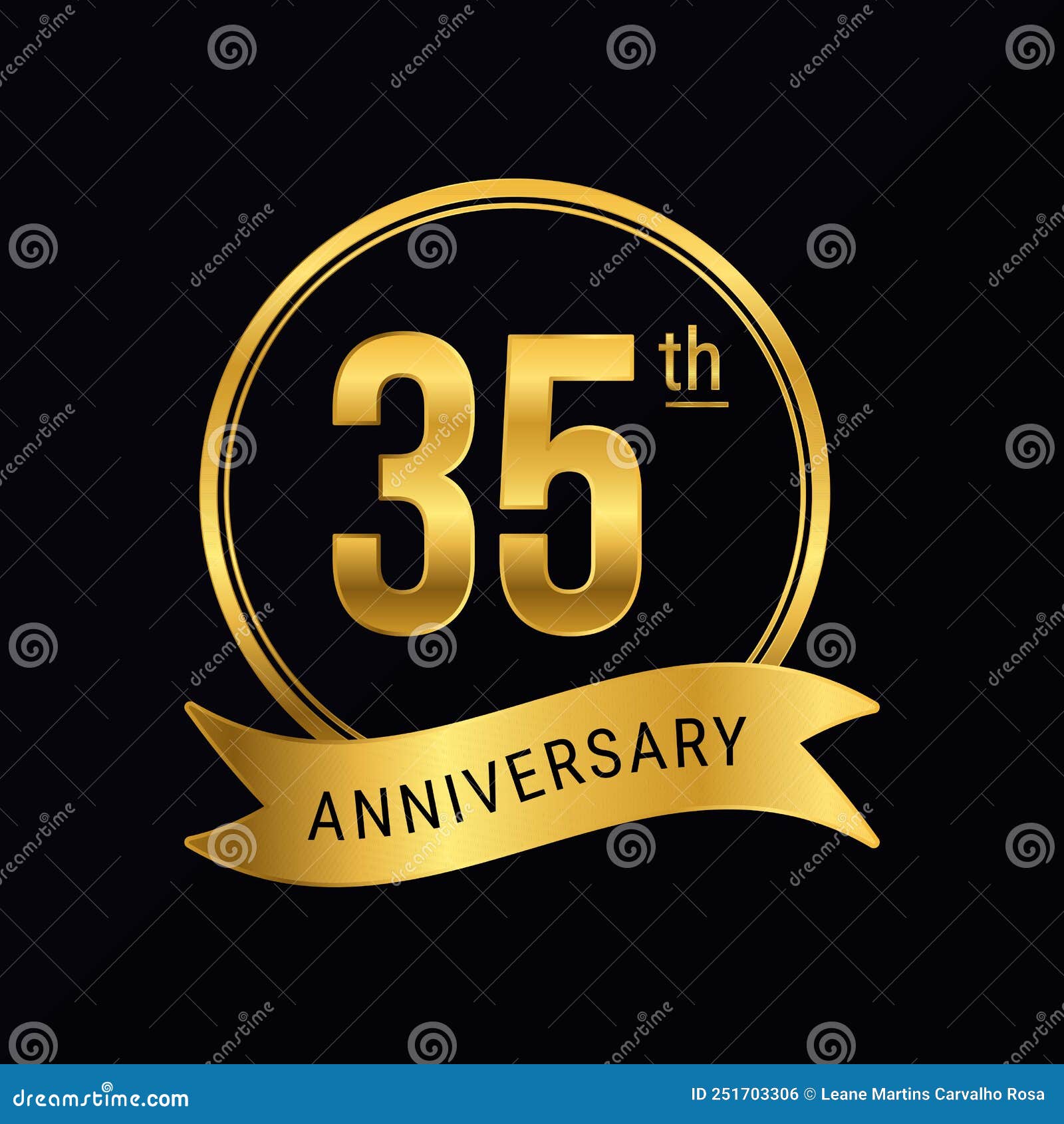 35th Anniversary Logo Golden Color for Celebration Event Round Stamp ...