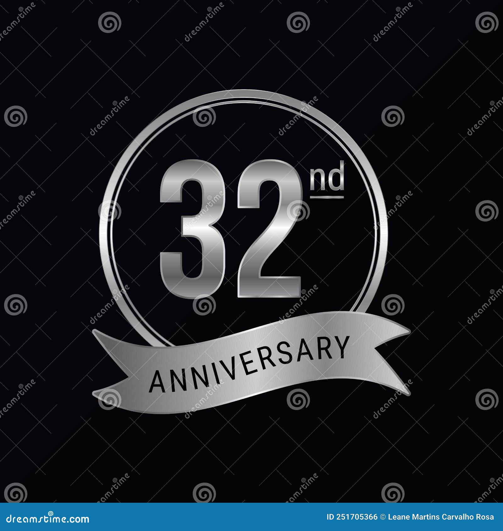 32nd Anniversary Logo Silver Color for Celebration Event Wedding ...