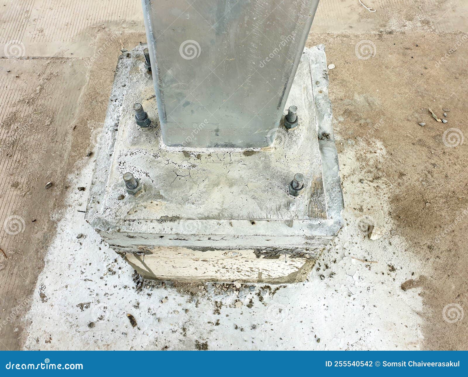 Base Plate Connection before Grouting Stock Photo - Image of concrete ...
