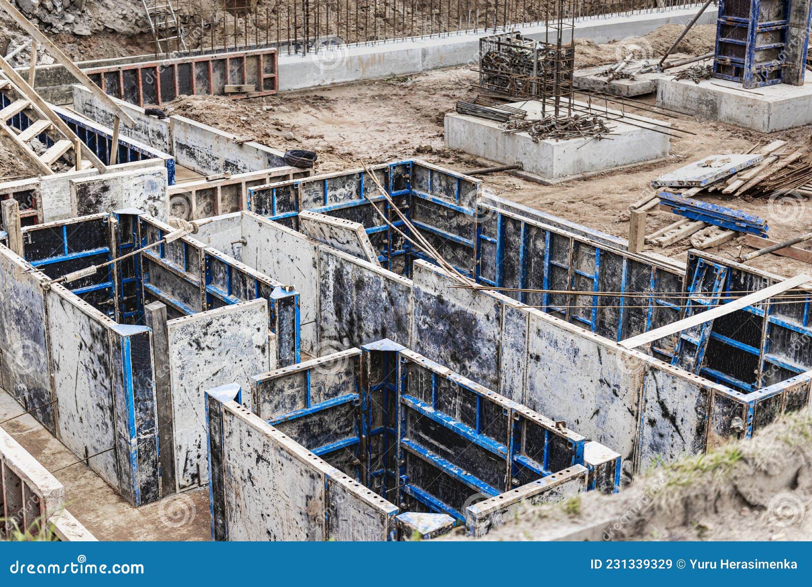 Footing Or Raft Of A Building Is Casted With Concrete And Waiting For ...