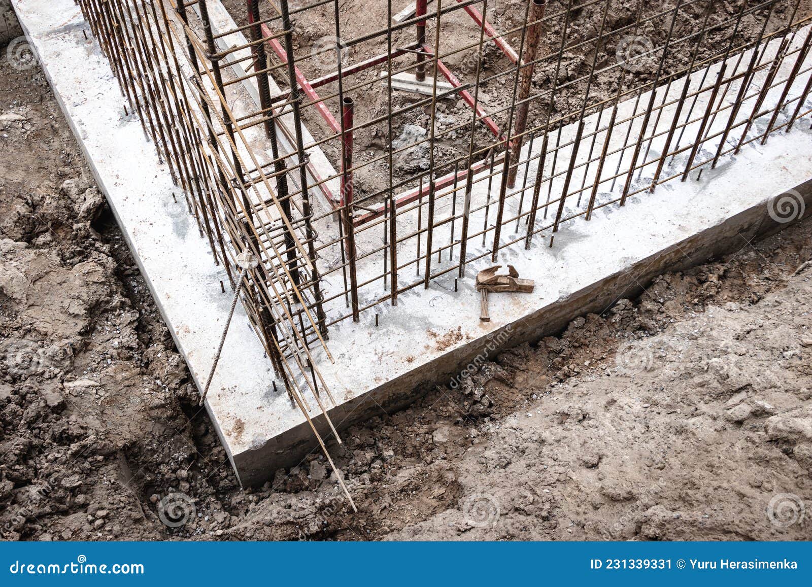 Base Plate. Pit Formation of Grillage is Completed. Forms Formwork ...