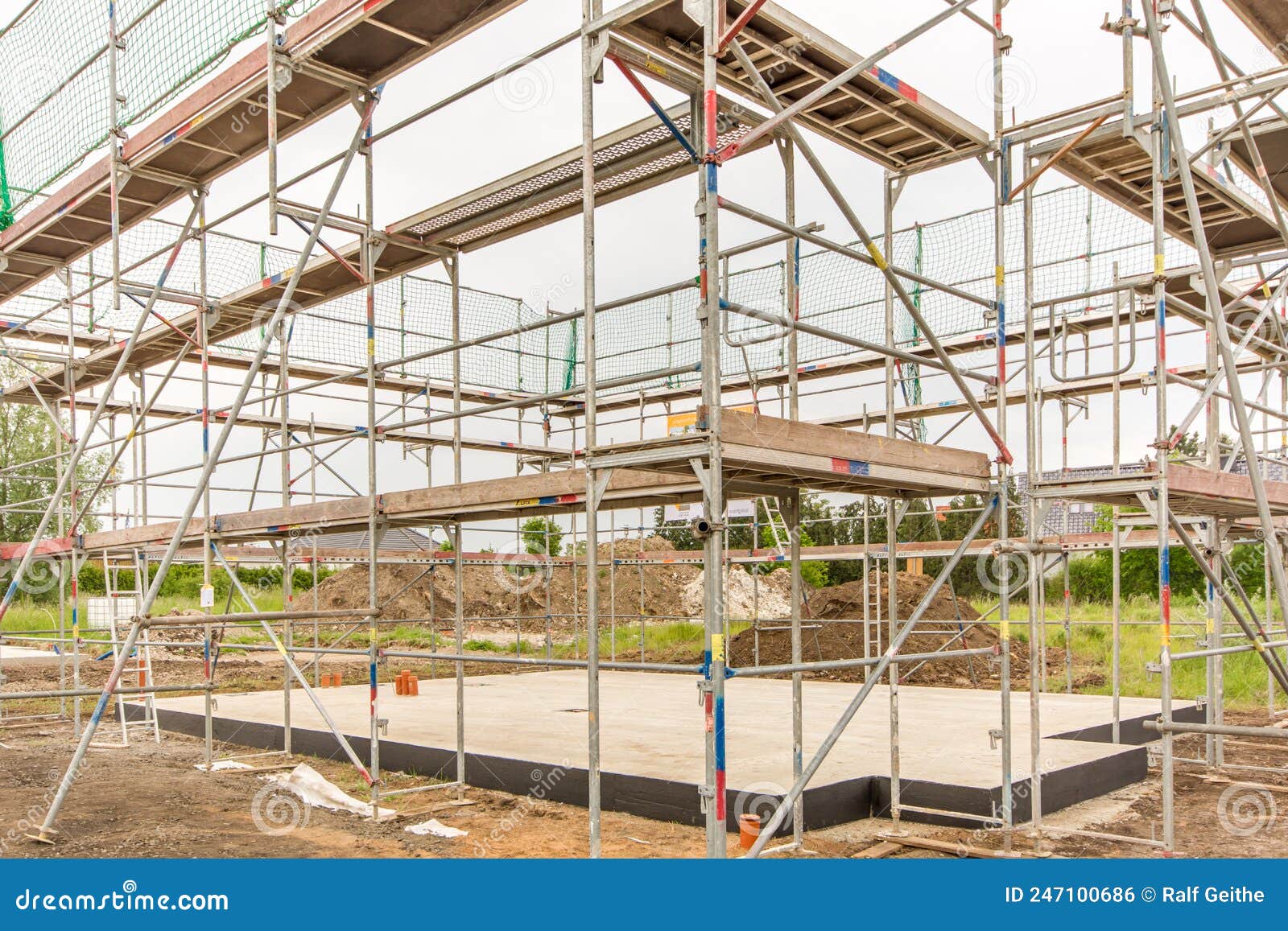 Base Plate of the Foundation Surrounded by a Scaffolding Stock Photo ...