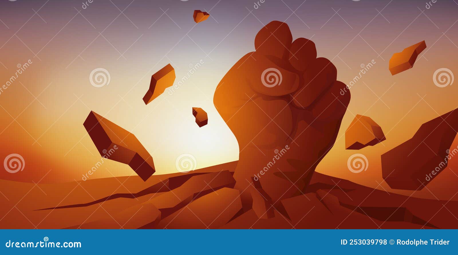 Concept of Oppression with a Raised Fist Violently Coming Out of the ...