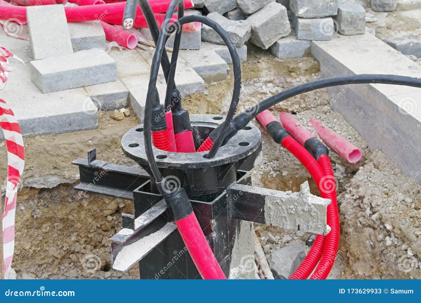 The Base of the Support of the Column of Street Lighting Stock Image ...