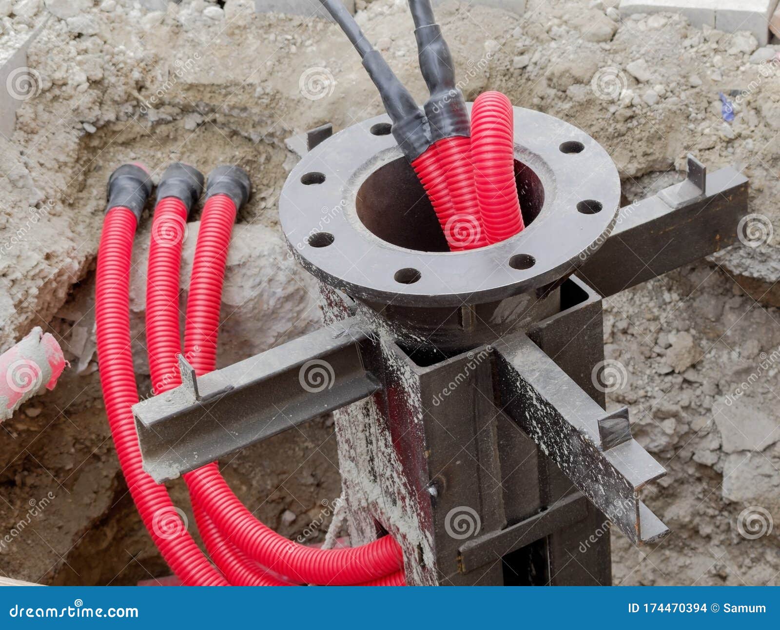 The Base of the Support of the Column of Street Lighting Stock Photo ...