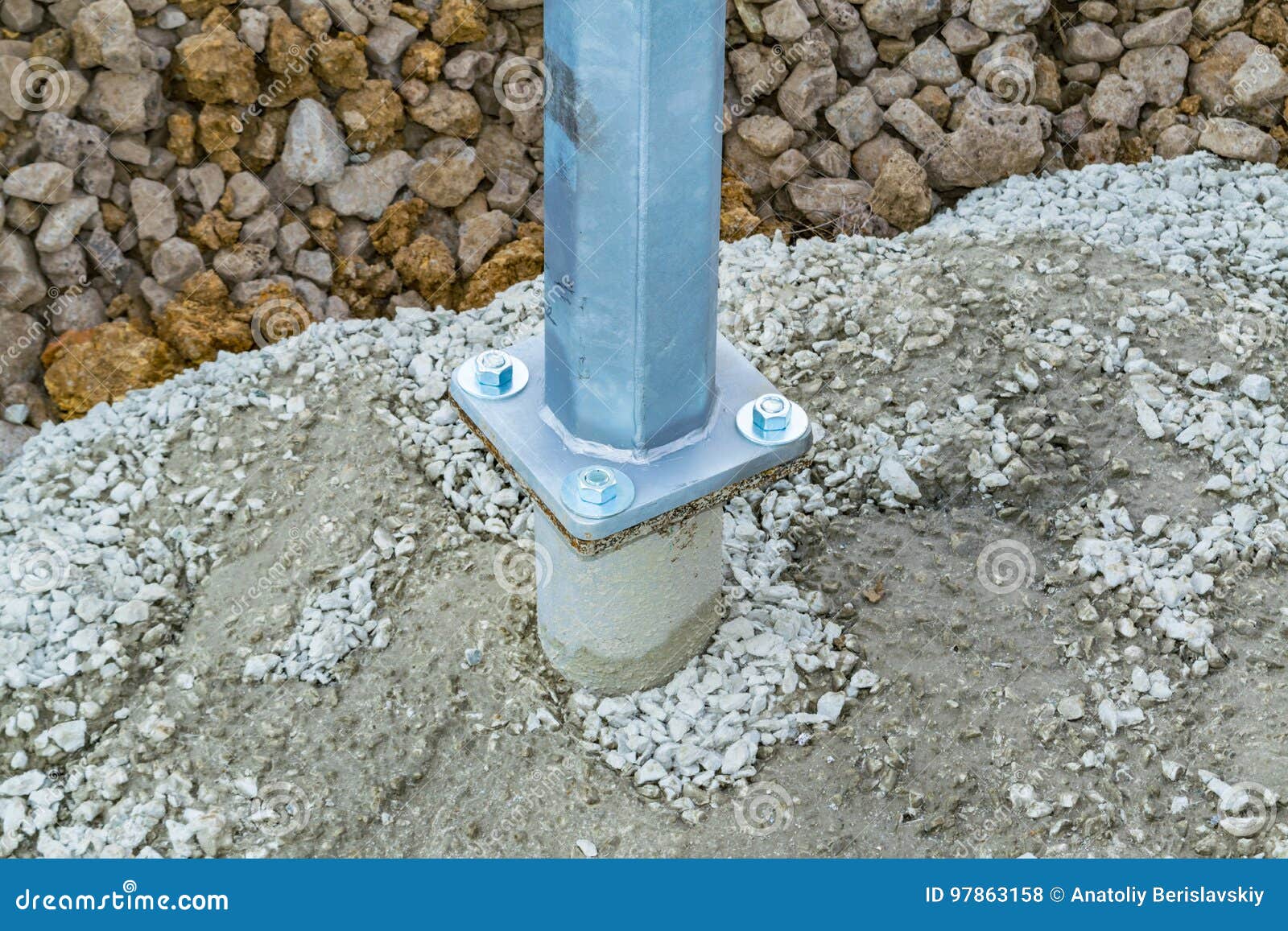 The Base of the Support of the Pillar of Street Lighting Stock Photo ...
