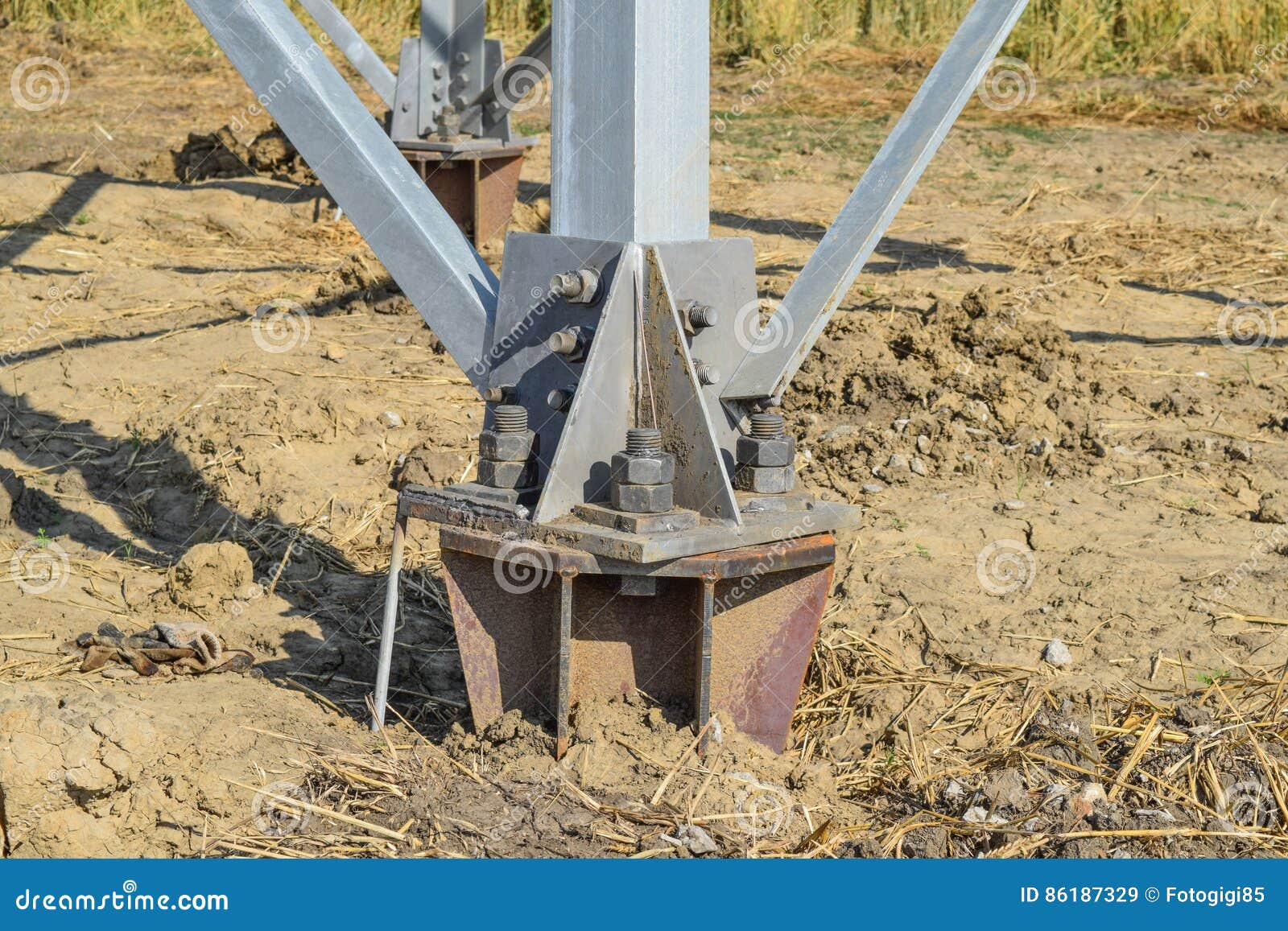 The Base Supports the Mast Foot Power Line Stock Image - Image of gray ...
