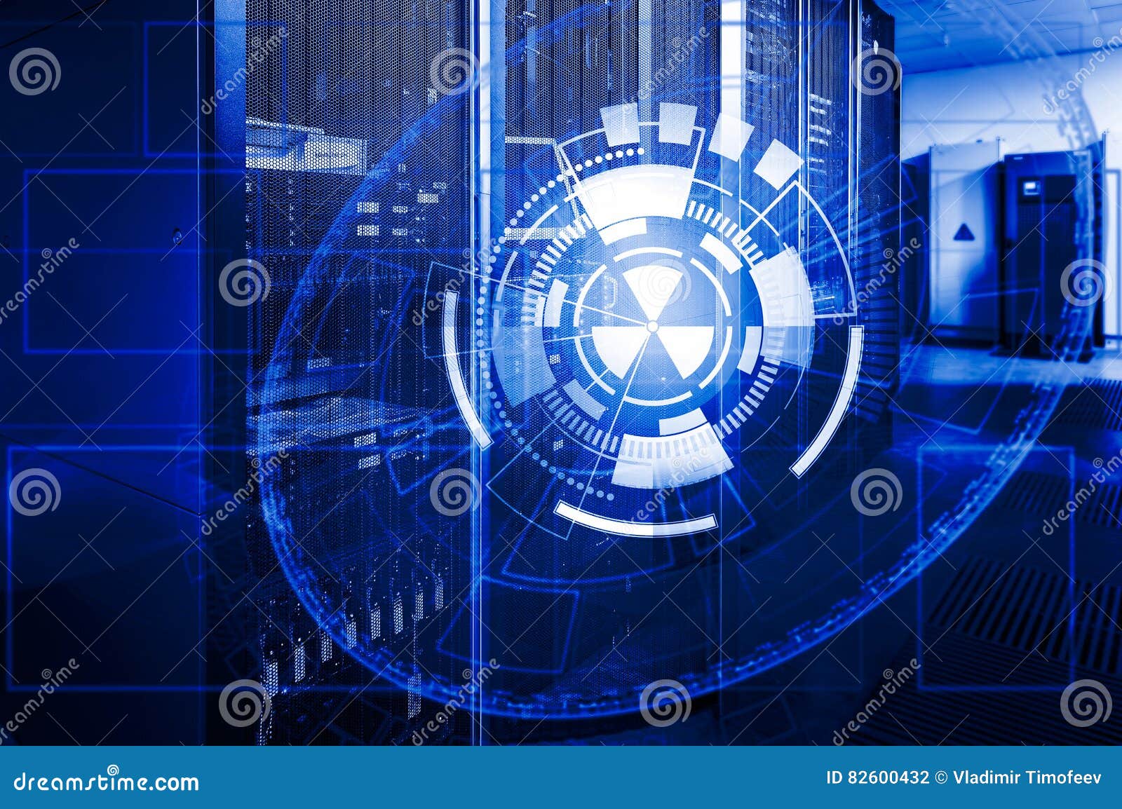 Base Tecnica Astratta Rotonda Sovrapposta Sul Centro Dati Del Server ...